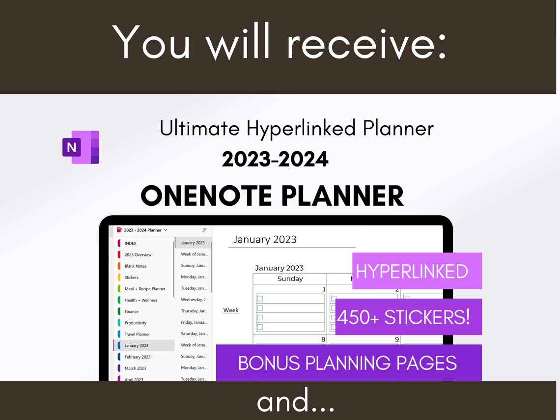 Hyperlinked Onenote Planner, Onenote Digital Planner, Dated 2023 2024 ...