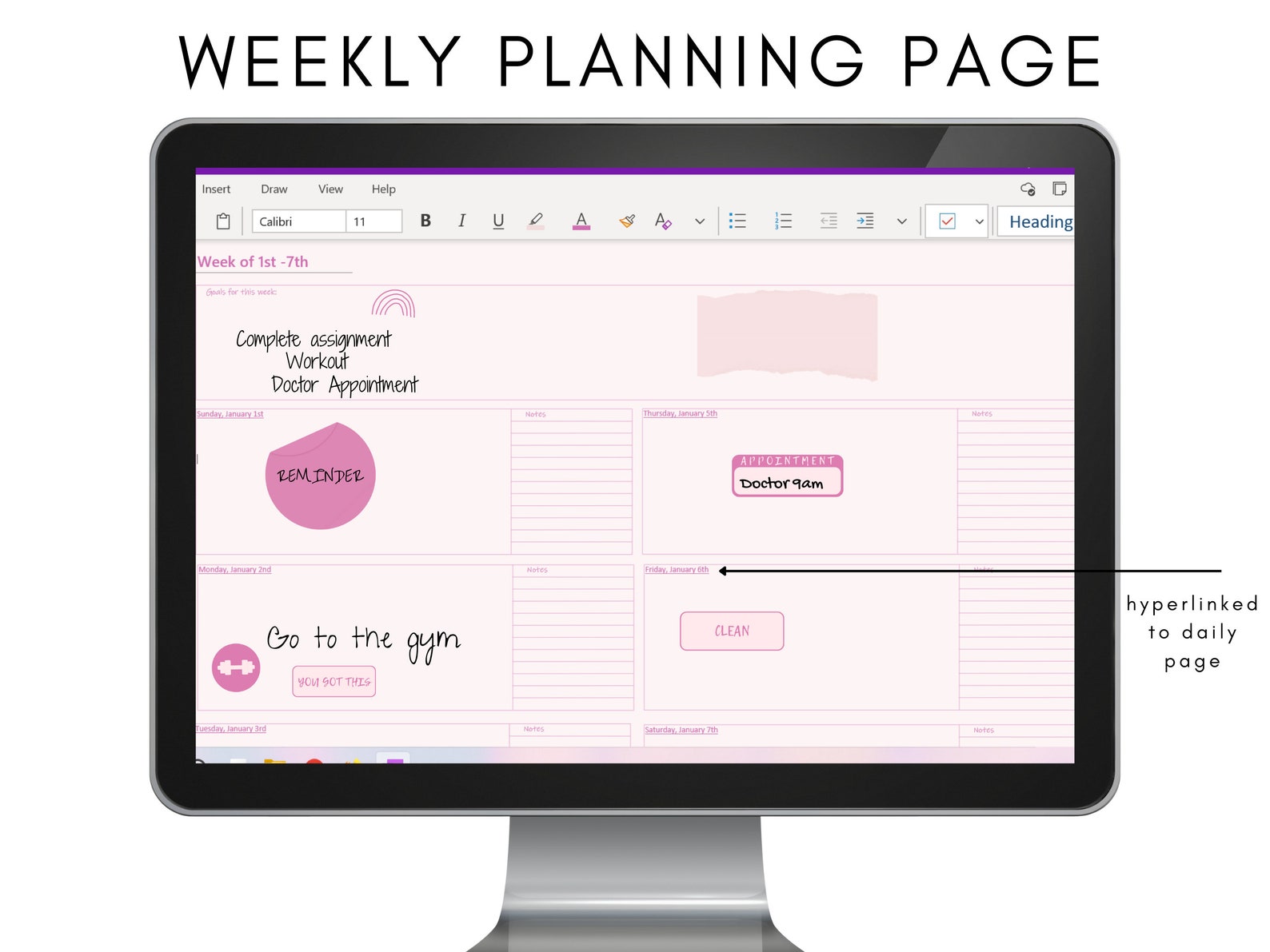 Hyperlinked Onenote Planner Onenote Digital Planner Dated - Etsy