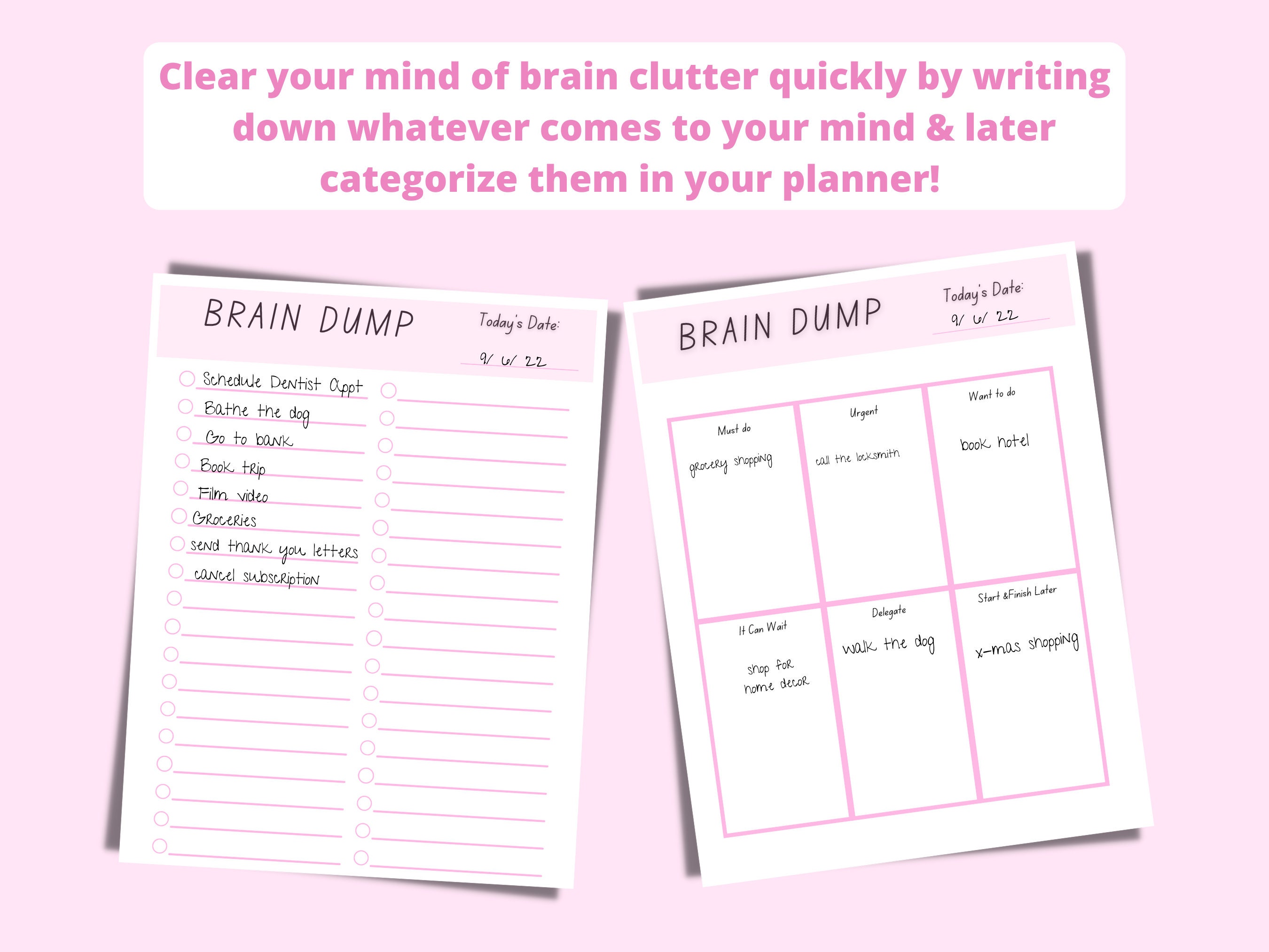 ADHD Planner, Brain Dump, Productivity Planner, to Do List Printable ...