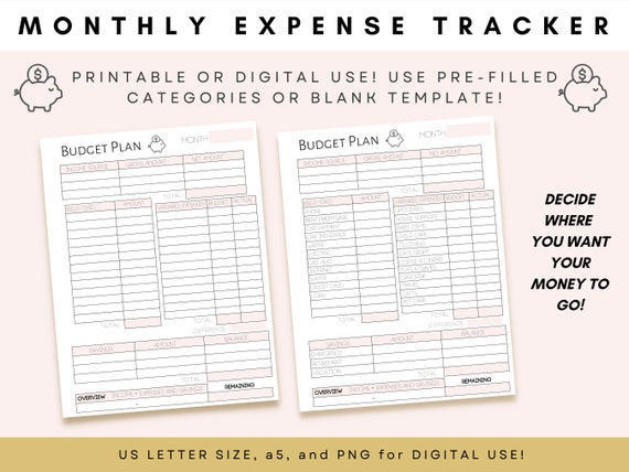 Expense Tracker Paycheck Budget Template Budget Binder - Etsy