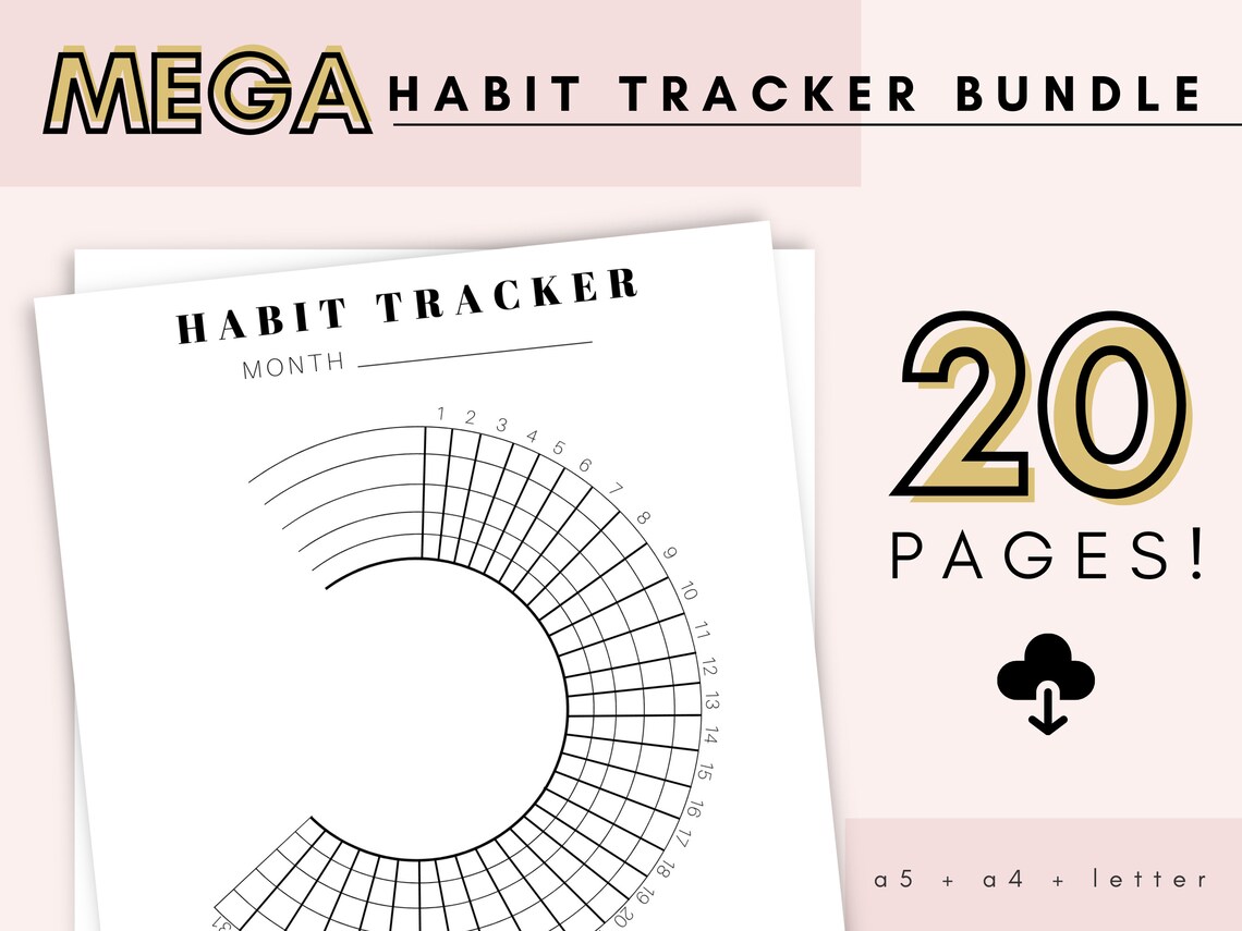 Daily Habit Tracker PDF in Sizes A5, A4, Letter, Habit Track Printable ...