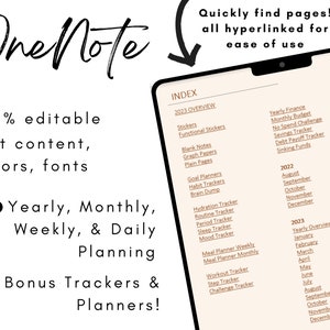 Hyperlinked Onenote Planner, Onenote Digital Planner, Dated 2022 2023 ...