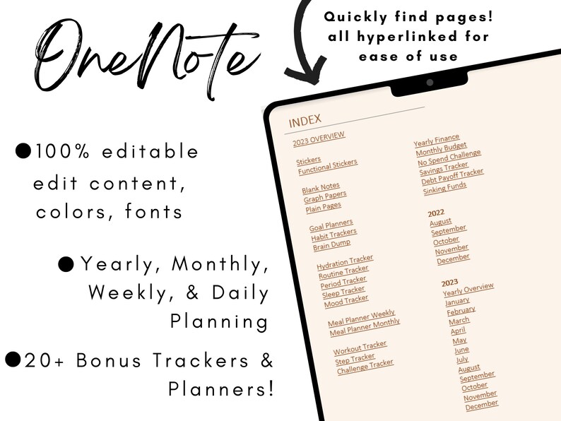 Hyperlinked Onenote Planner, Onenote Digital Planner, Dated 2022 2023 ... Hyperlinked Onenote Planner, Onenote Digital Planner, Dated 2022 2023 ...
