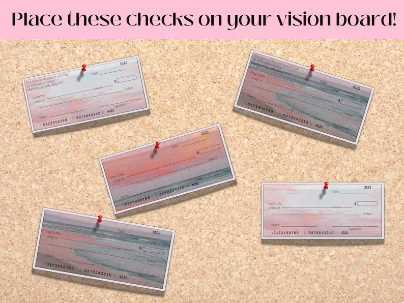 Printable Manifestation Checks, Vision Board Checks, Vision Board ...