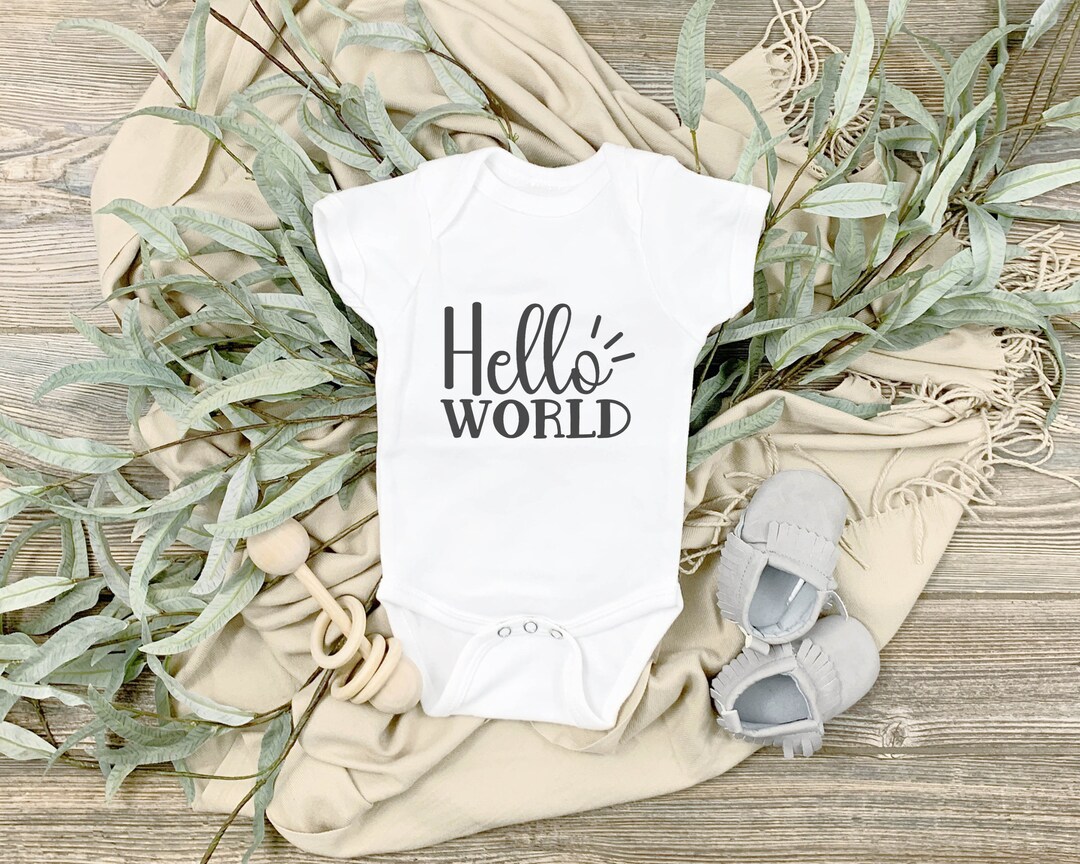 Hello World Baby Onesie® - Baby Welcome Gift- Baby Announcement and ...