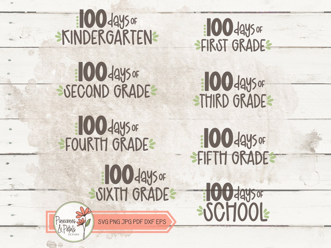 100 Days of School SVG for Boy Girl Teacher, Kindergarten First Second ...