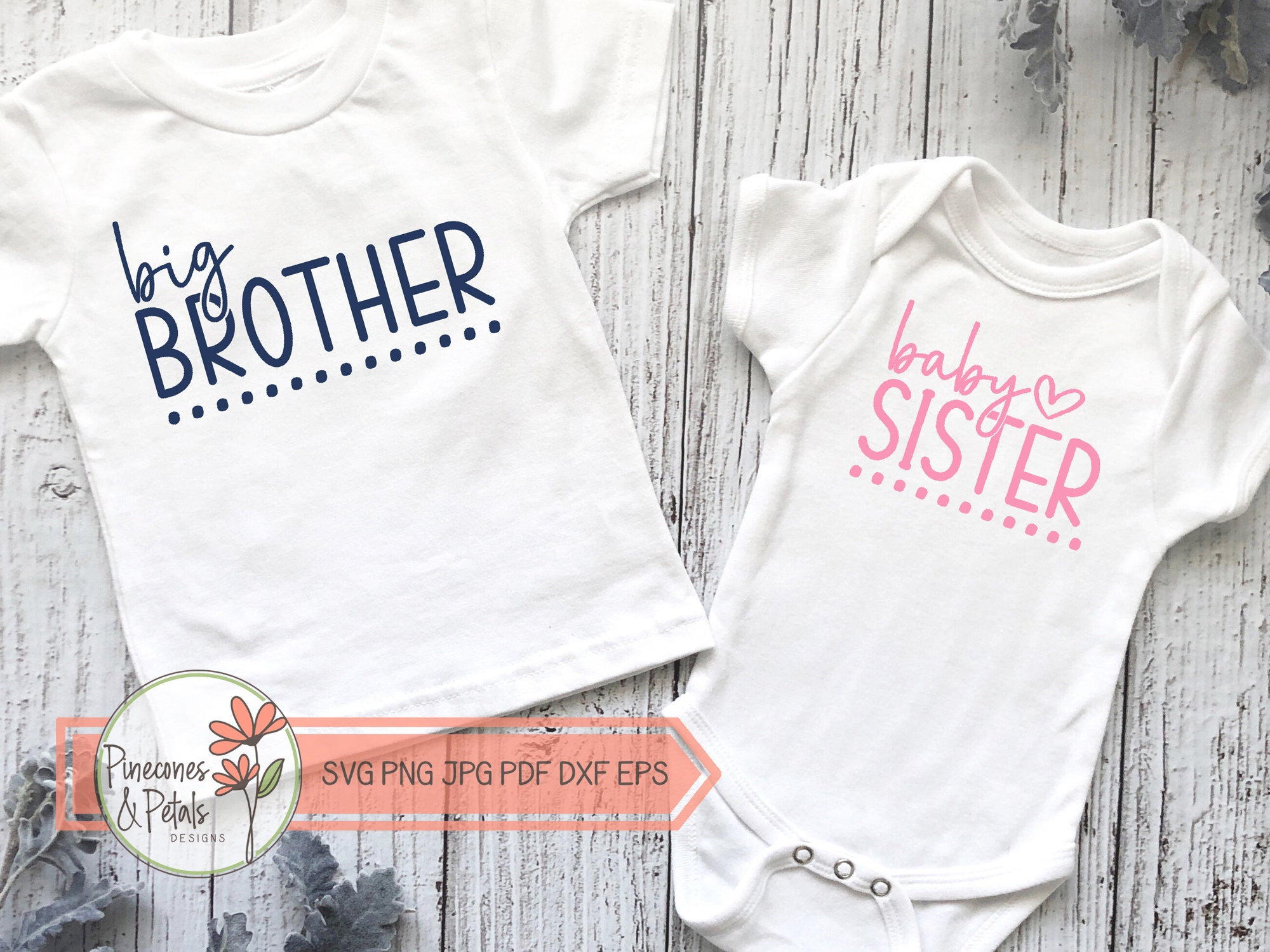 Baby Little Big Sister Brother SVG, T-shirt Design for Siblings ...