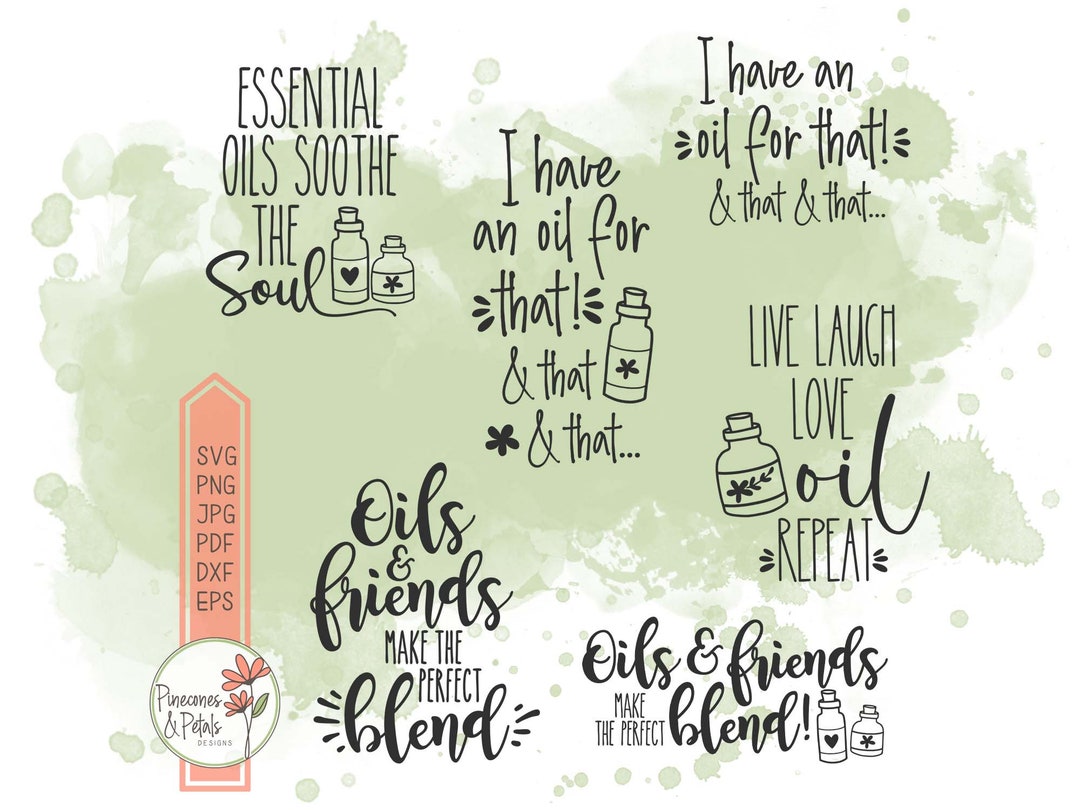 Essential Oil SVG Bundle, Aromatherapy Svgs, Essential Oil Designs for ...