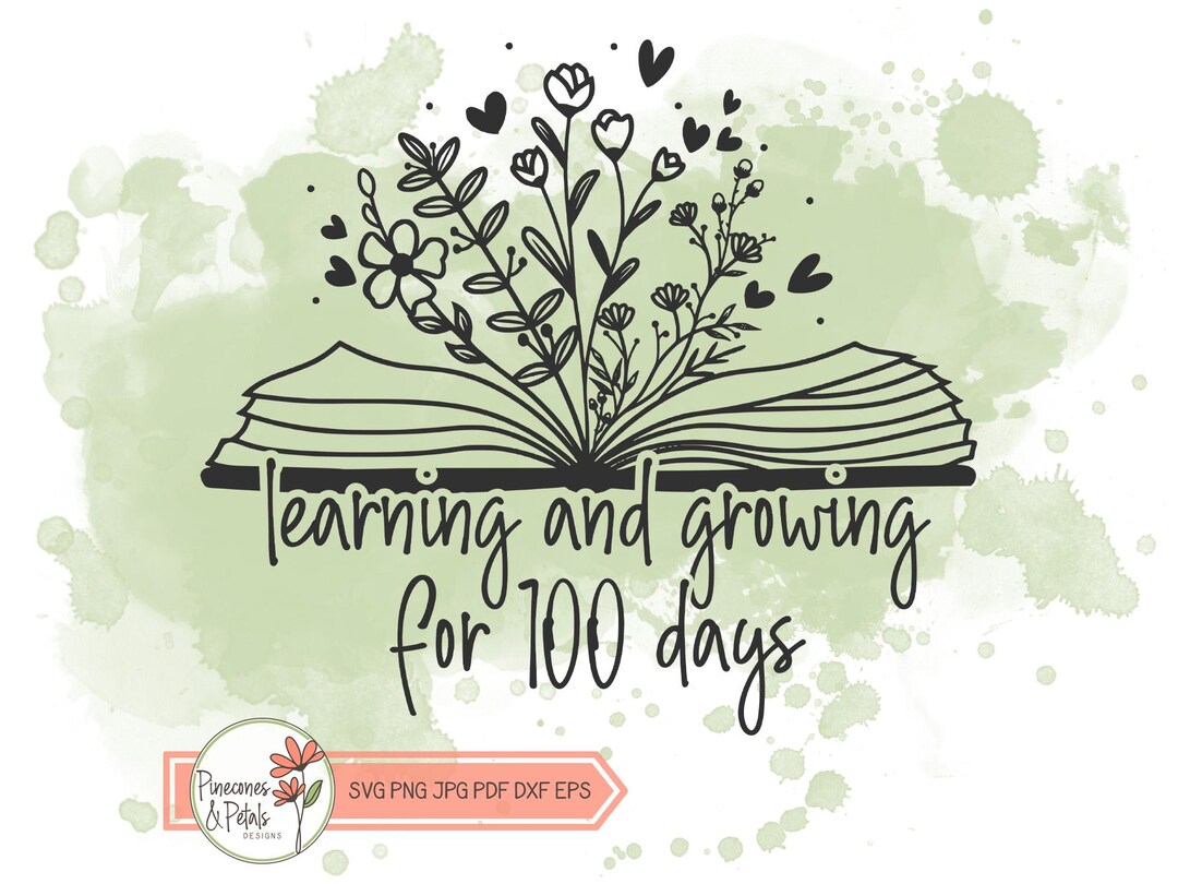100th Day of School SVG, Book With Flowers Design (digital Download) - Etsy