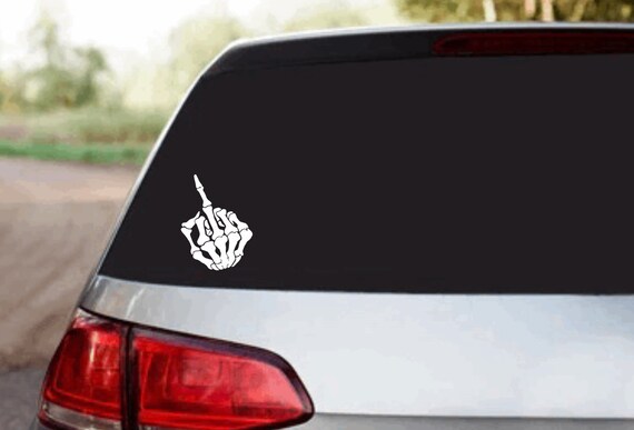 Skull Middle Finger Decal | Etsy