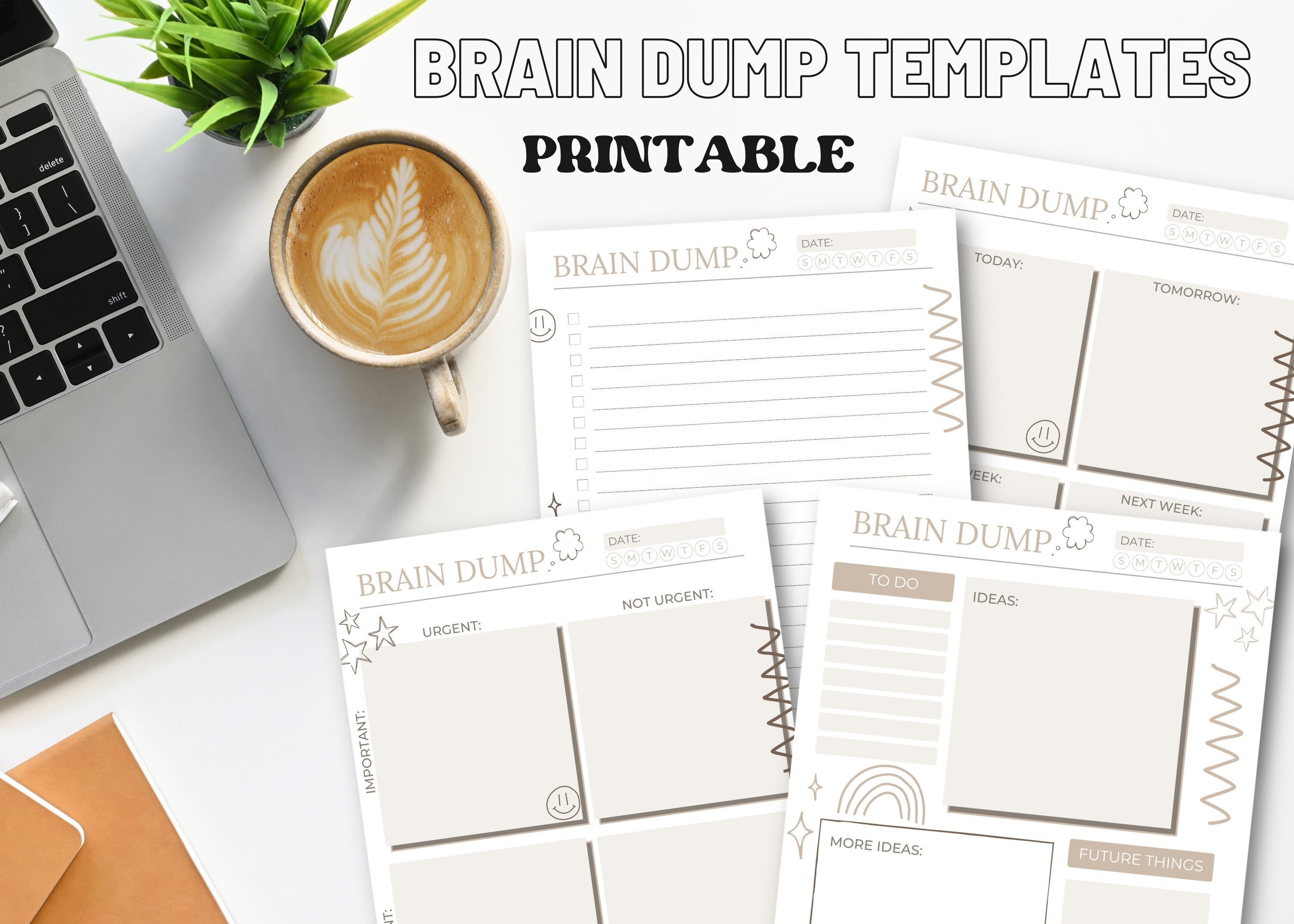 Brain Dump Bundle Printable Pdfs Editable Templates Digital Print ...