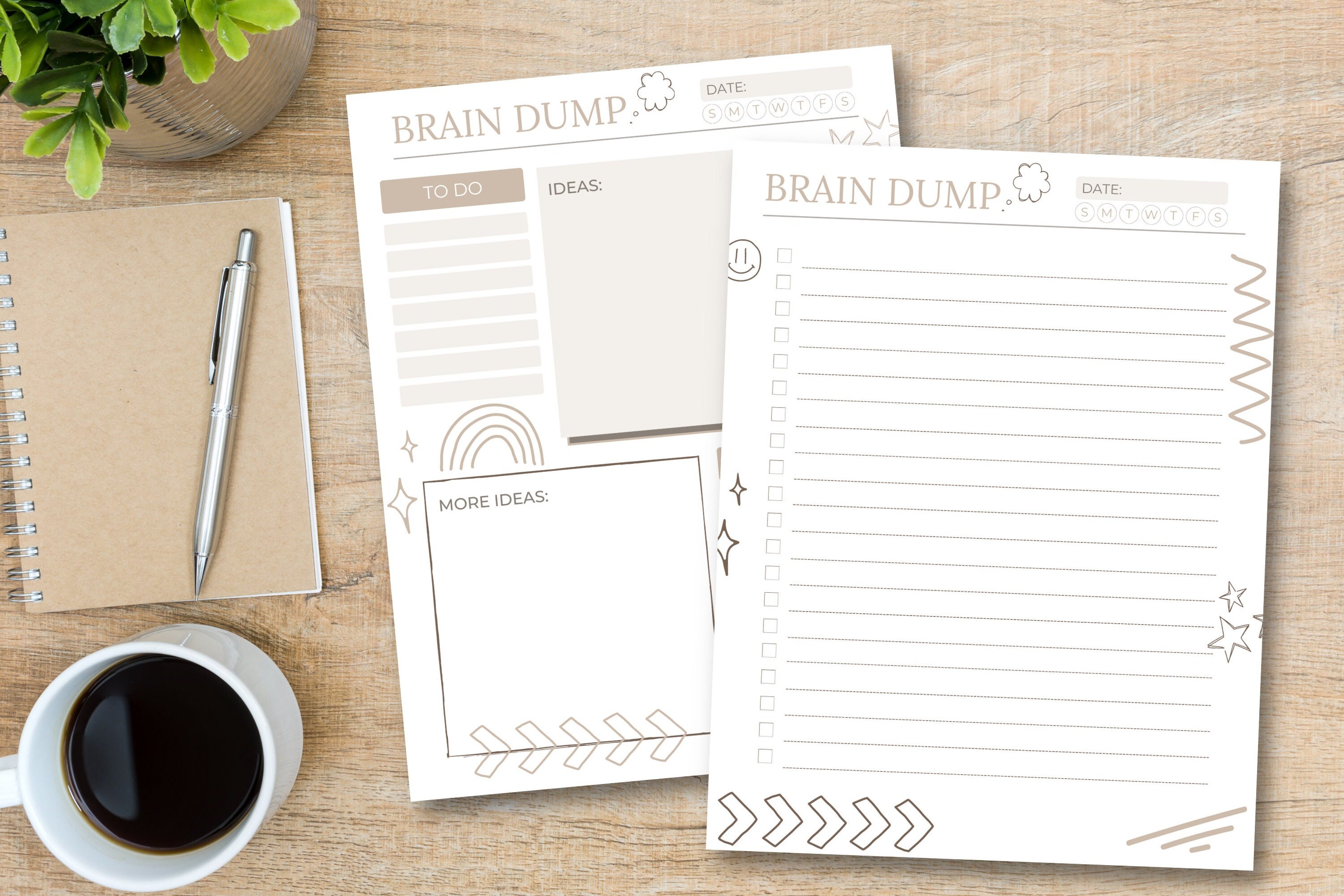 Brain Dump Bundle Printable Pdfs Editable Templates Digital Print ...