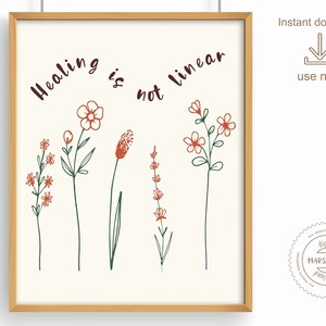Healing is Not Linear Poster, Mental Health Digital Print, Self Help ...