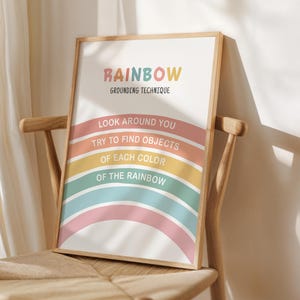 Rainbow Technique Poster, Anxiety Grounding, Mental Health, Calm Down ...