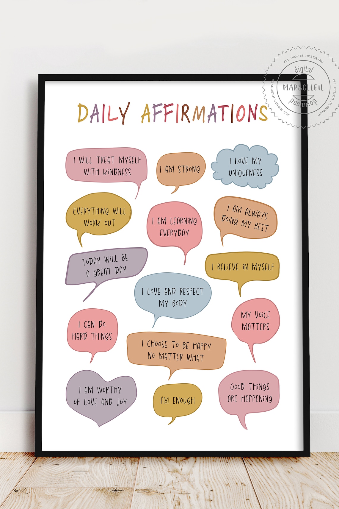 Daily Affirmations Mental Health Poster Therapy Office - Etsy