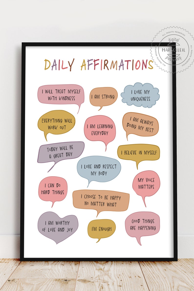 Daily Affirmations Mental Health Poster Therapy Office - Etsy