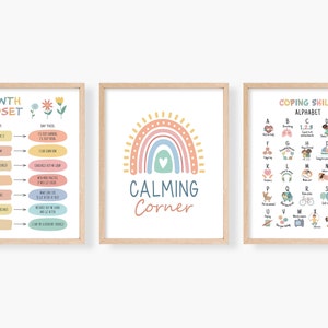 Calming Corner, Set of 20 Psychology Prints for Classroom Decor, Kids ...