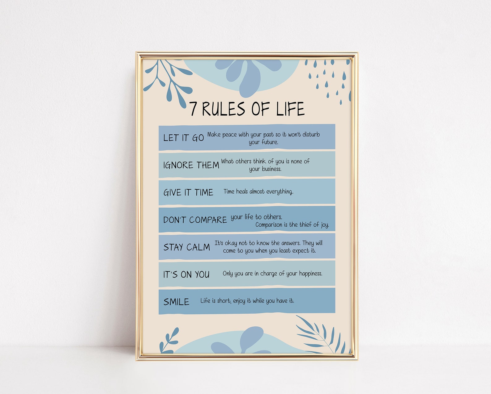 7 Rules of Life Poster, Therapy Office Decor, Life Rules Print ...