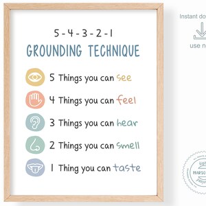 Grounding Technique, Anxiety Grounding Poster, Calm Down Corner, Calm ...