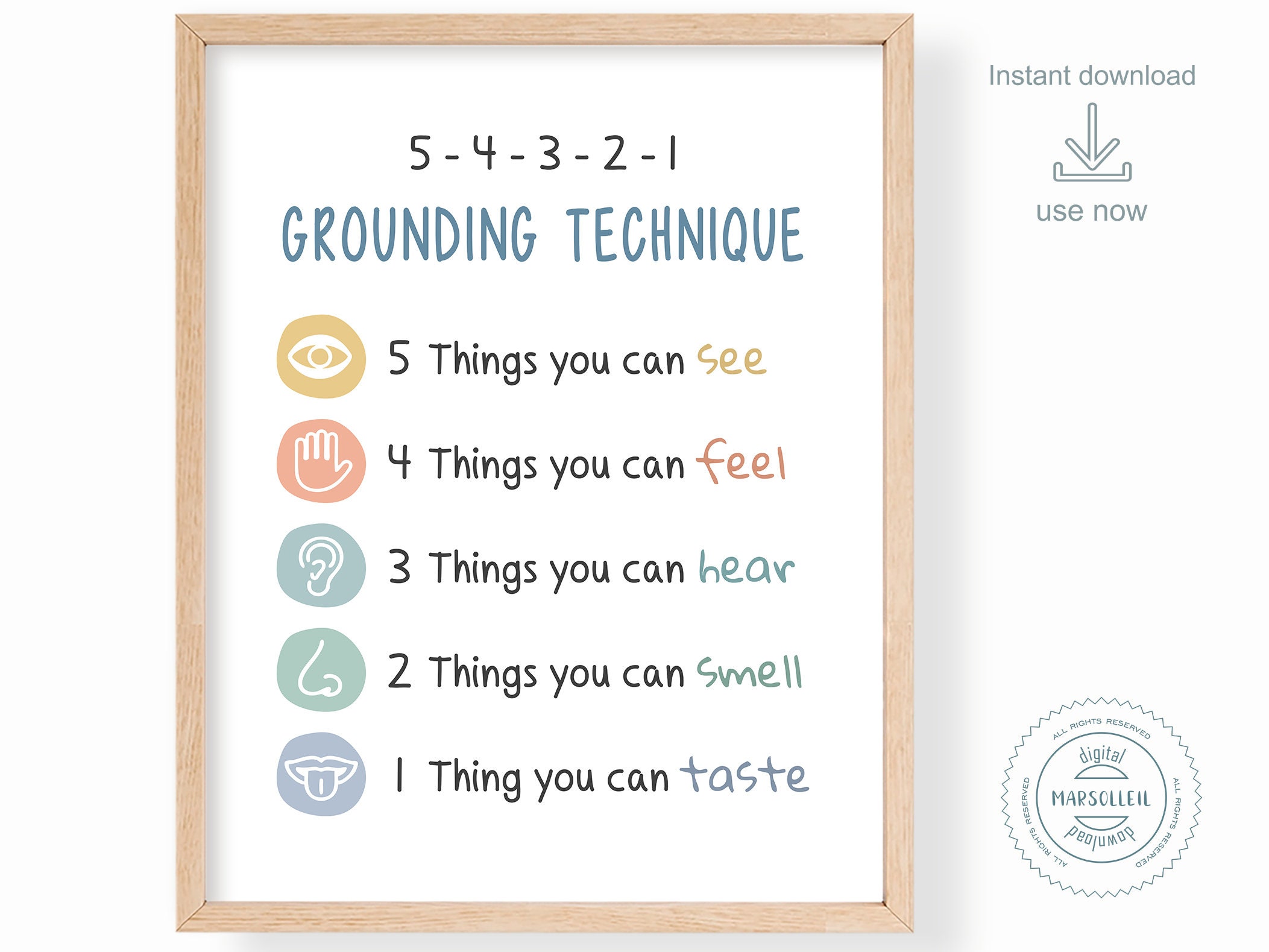 Grounding Technique Anxiety Grounding Poster Calm Down - Etsy