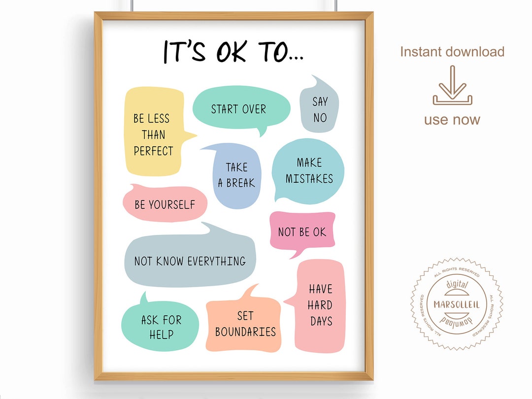 Mental Health Poster Its OK to Not Be OK Its Okay to Say No - Etsy