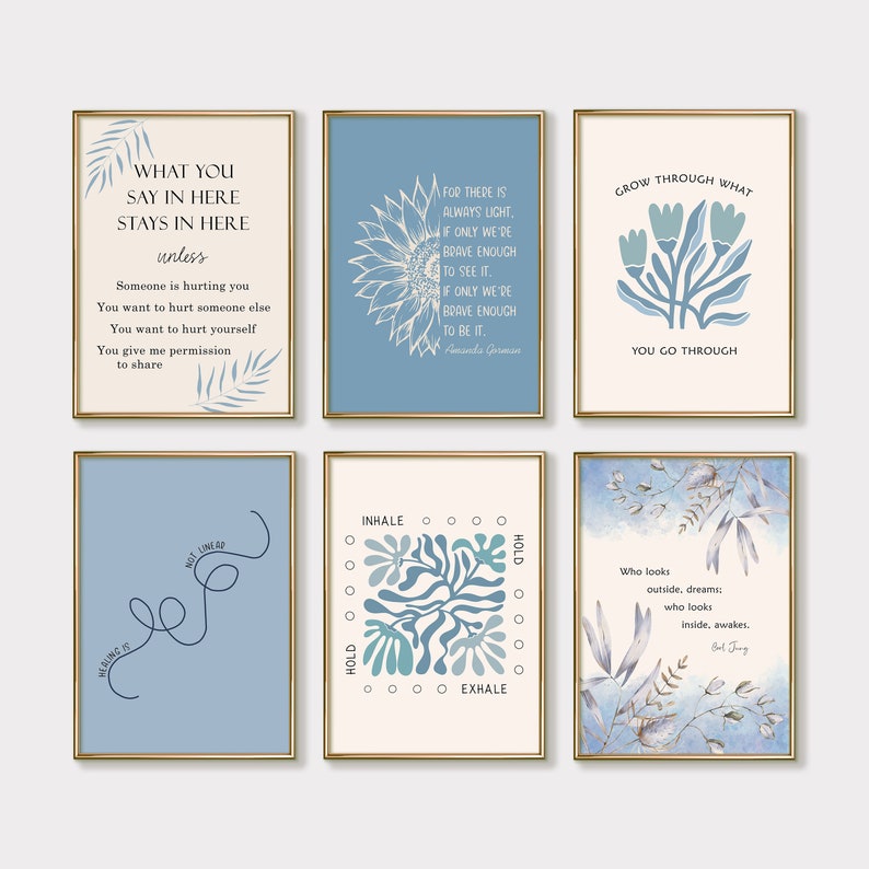 25 Mental Health Posters for Therapy Office, Set of Psychology Prints ...