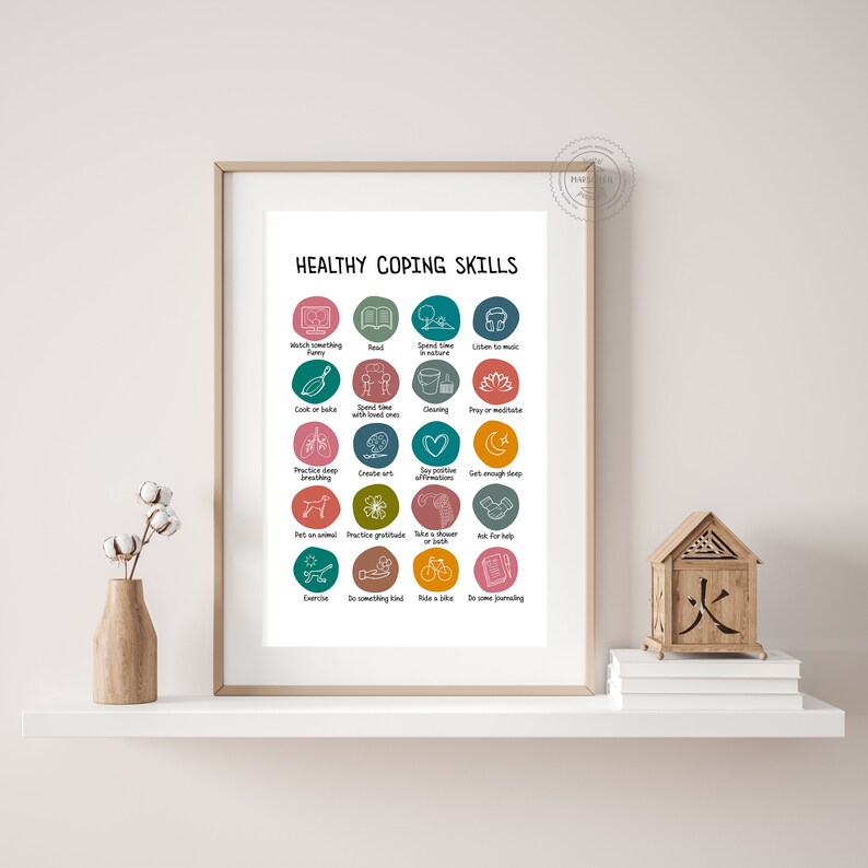 Healthy Coping Skills Poster Therapy Office Decor School | Etsy
