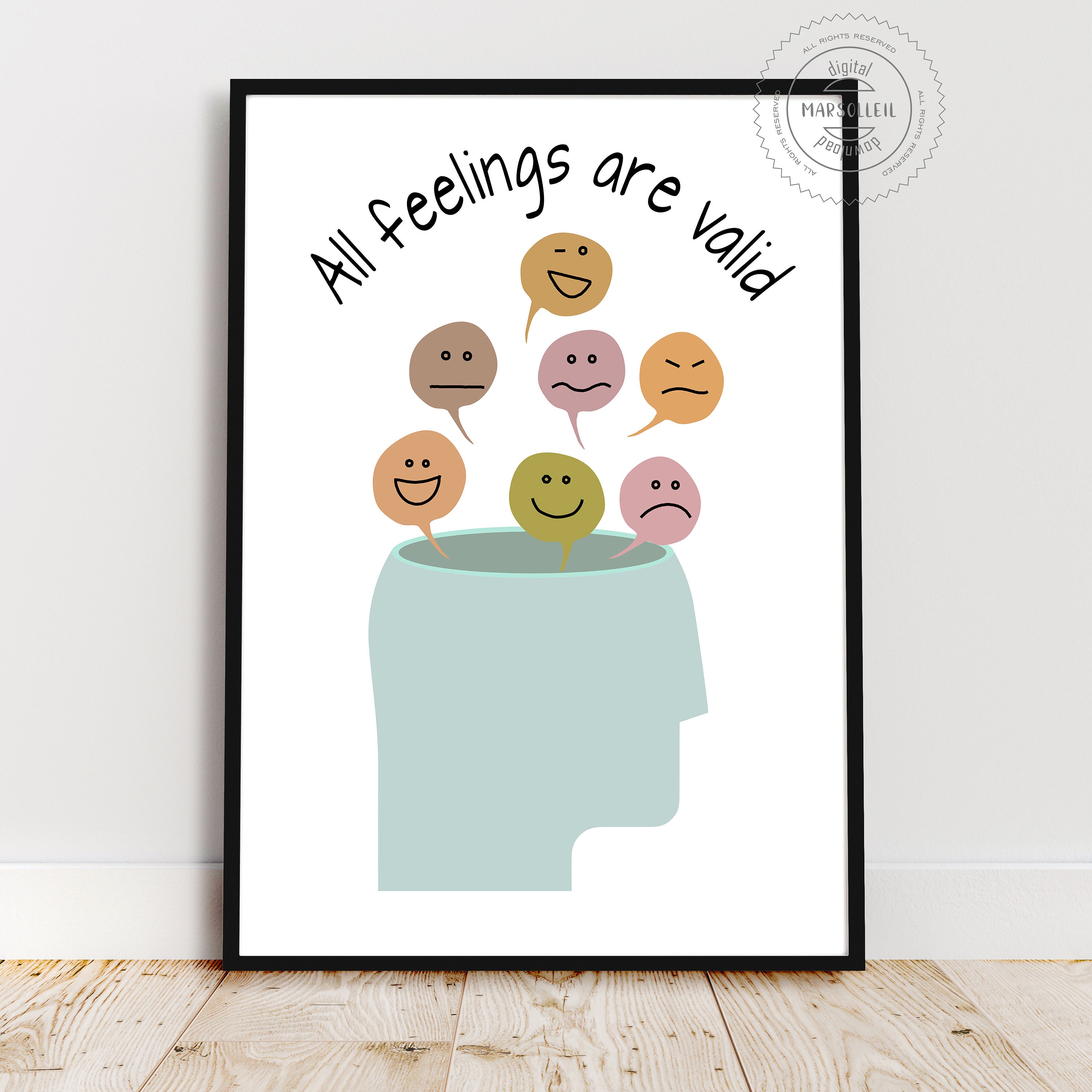 Wall Décor Home Décor Therapist Office Decor Mental Health Feelings CBT ...