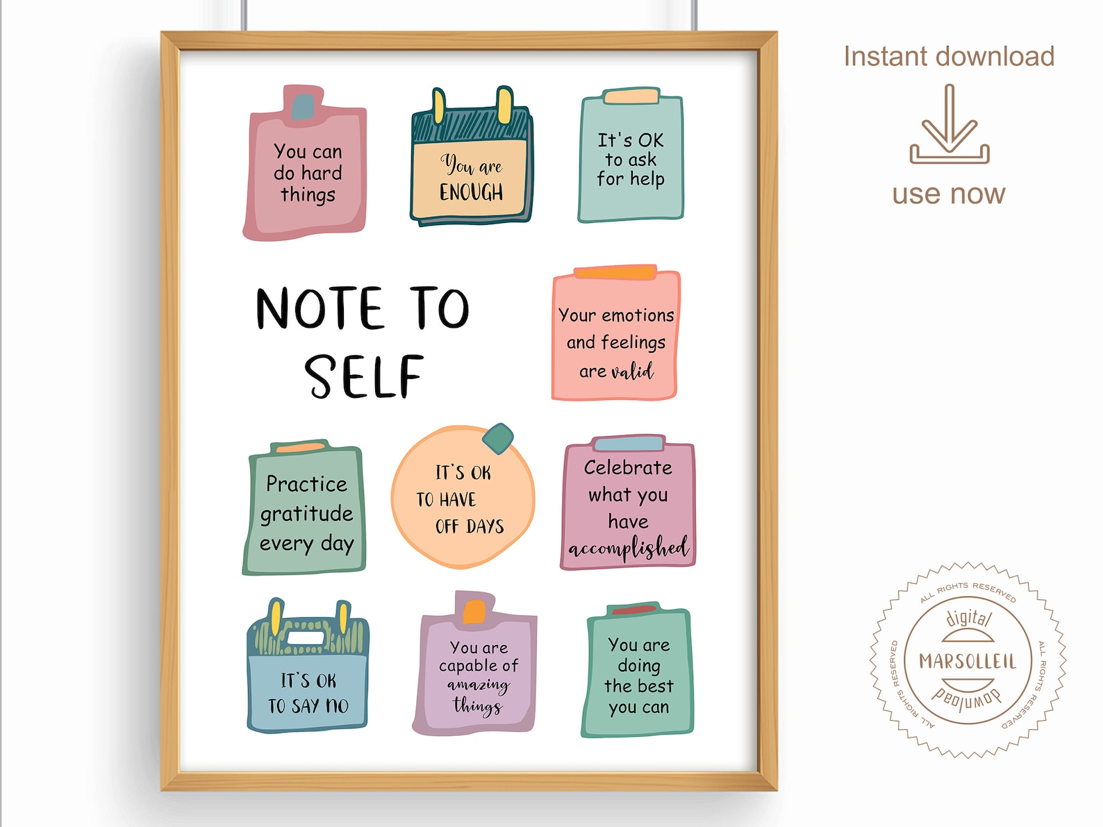 Note to Self Poster Therapy Office Wall Art Mental Health - Etsy