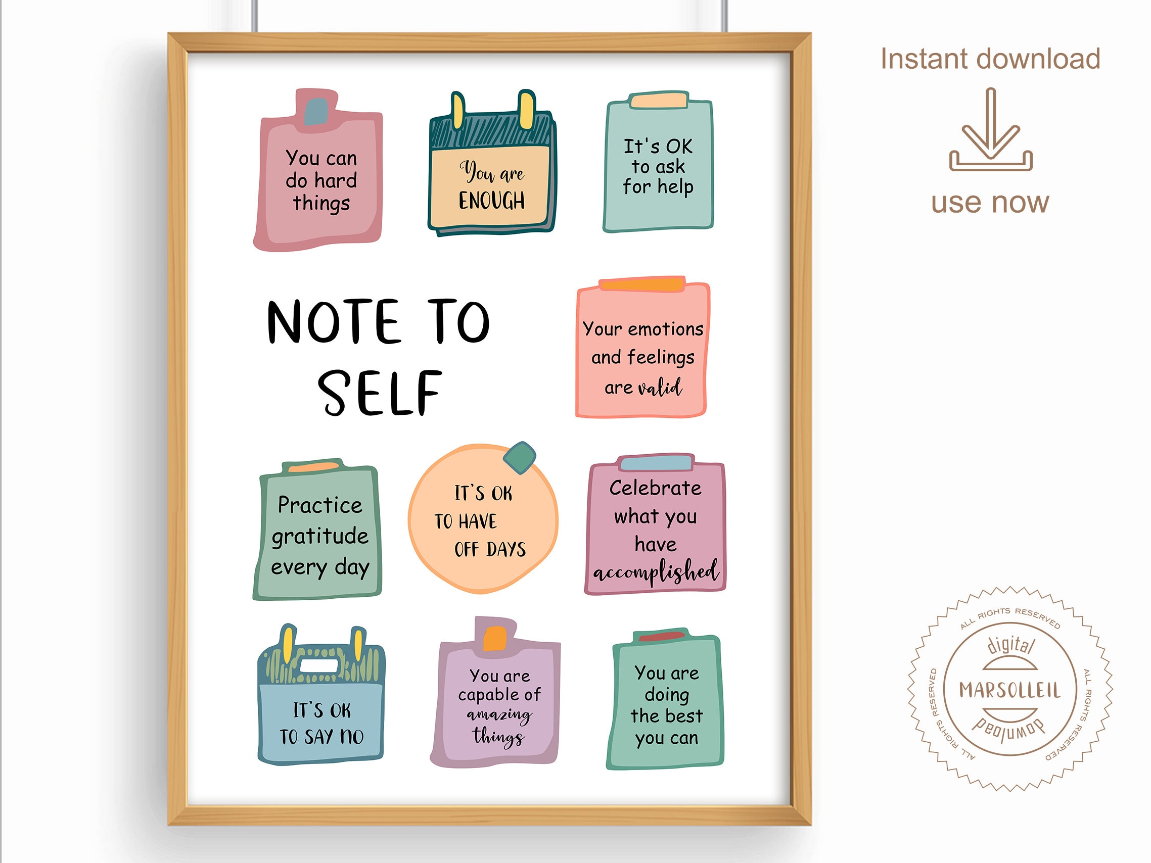 Note to Self Poster Therapy Office Wall Art Mental Health - Etsy