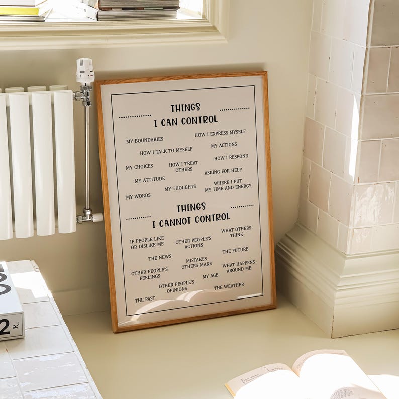 Things I Can and Cannot Control Poster, Mental Health Prints, Therapy ...