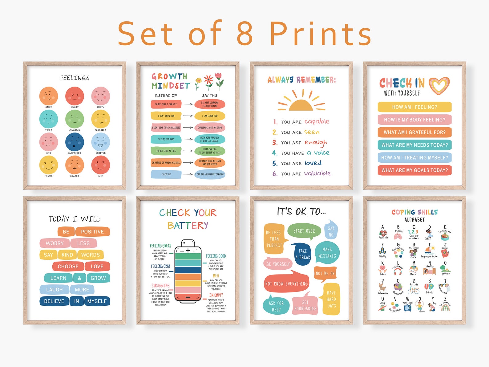 Mental Health Posters Set of 8 Psychology Prints for Kids - Etsy