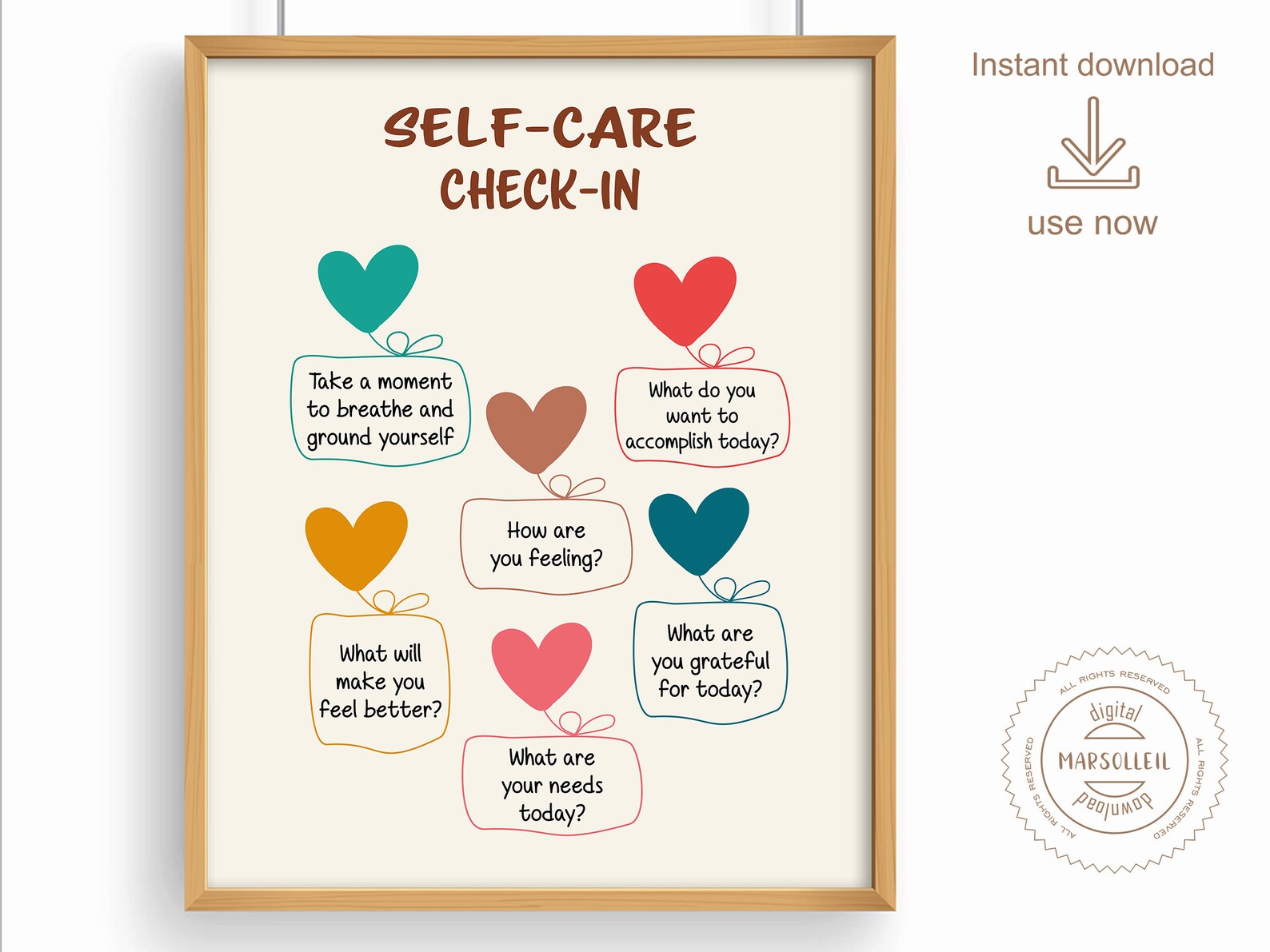 Self Care Check in Poster Daily Checklist Therapy Office - Etsy