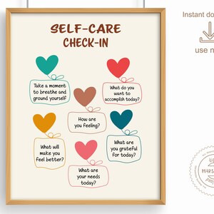 Self Care Check in Poster Daily Checklist Therapy Office - Etsy