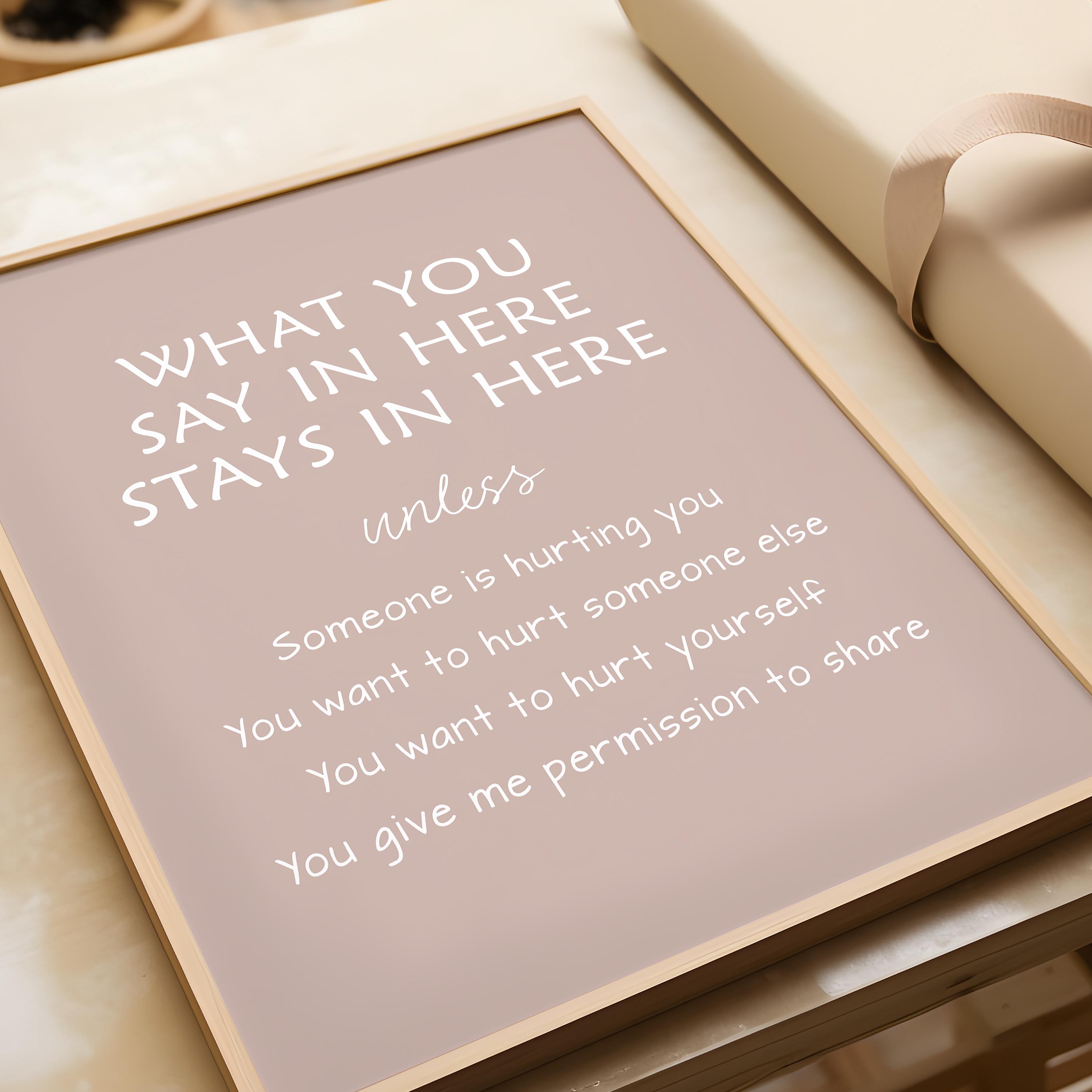 What You Say in Here Stays in Here, Confidentiality Poster, Psychology ...