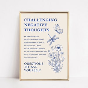 Challenging Negative Thoughts Printable, Mental Health Art Print ...