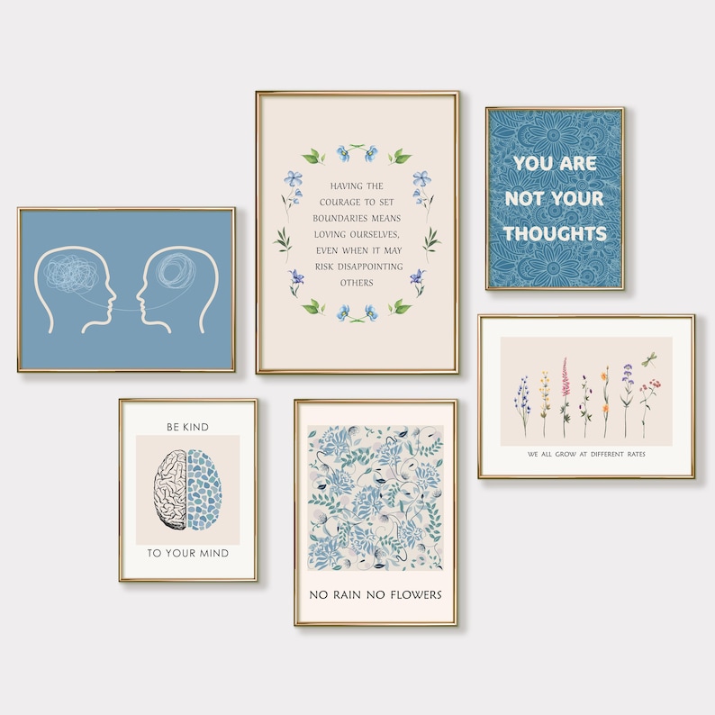 25 Mental Health Posters for Therapy Office, Set of Psychology Prints ...