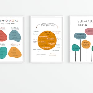 Set of 20 Prints for Therapy Office, Mental Health Poster Bundle ...