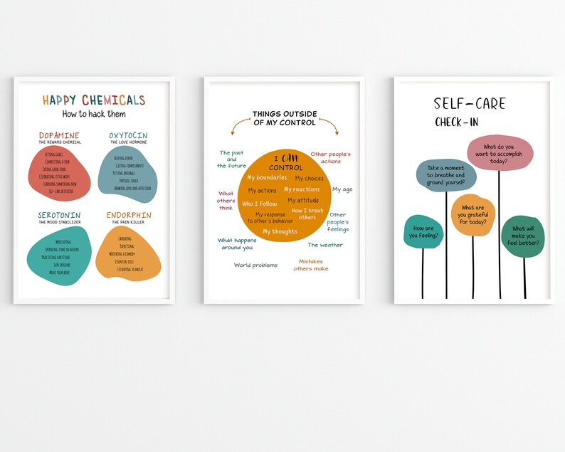 Set of 20 Prints for Therapy Office, Mental Health Poster Bundle ...