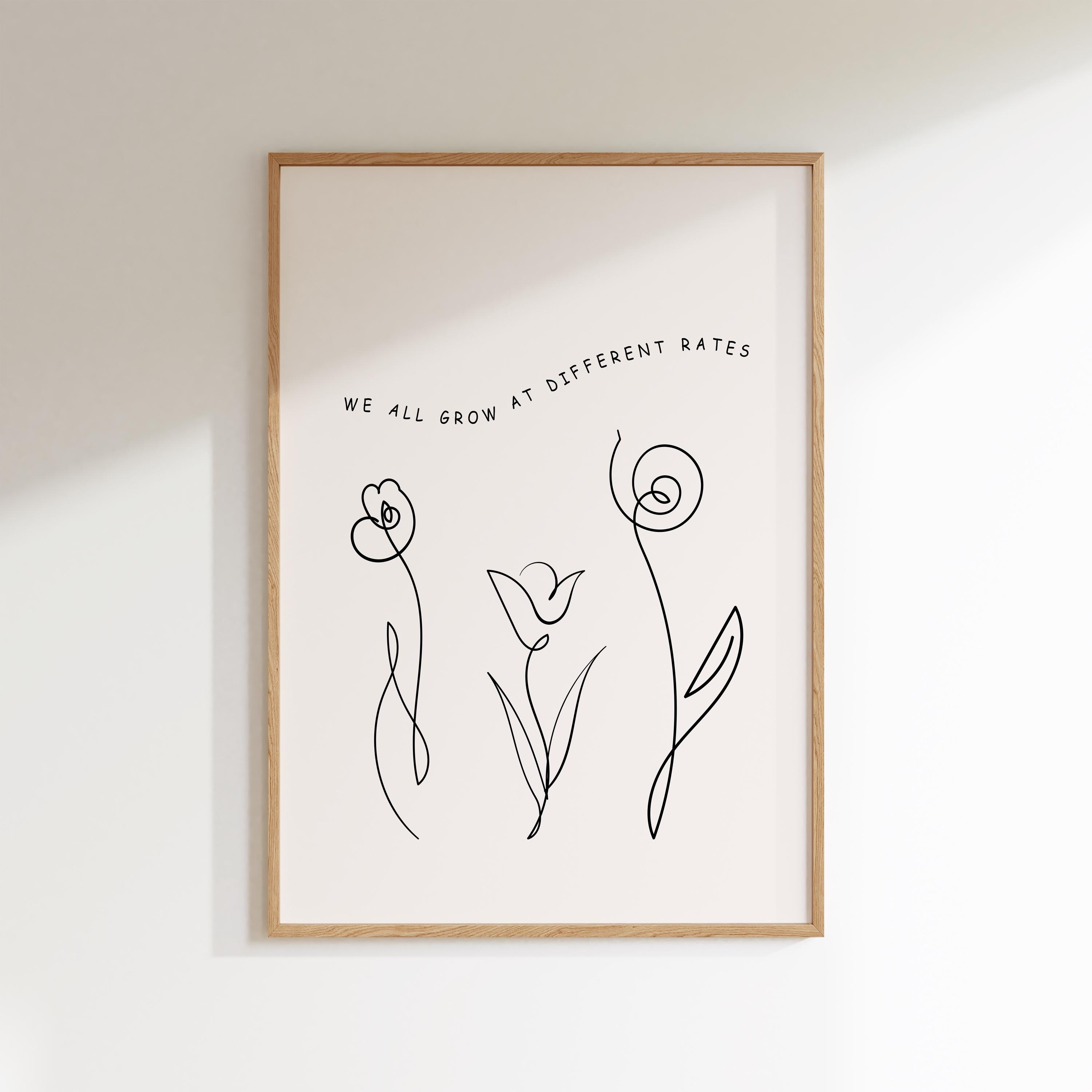 We All Grow at Different Rates, Mental Health Wall Art, Therapy Office ...