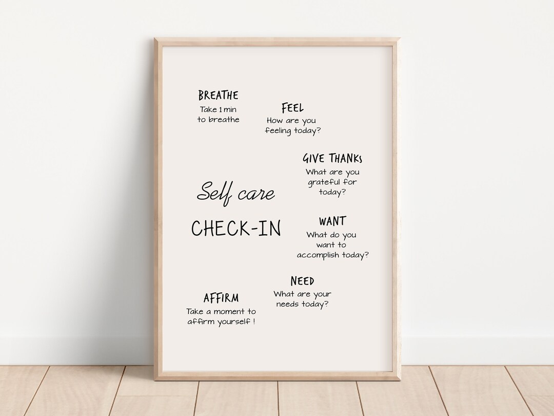 Self-care Check in Printable, Mental Health Check in Poster, Daily ...