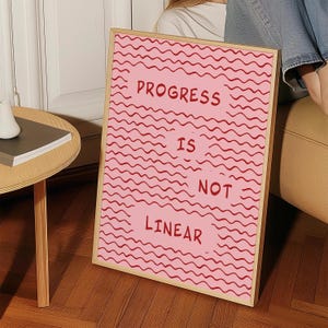 Progress is Not Linear, Mental Health Wall Art, Positive Thinking ...