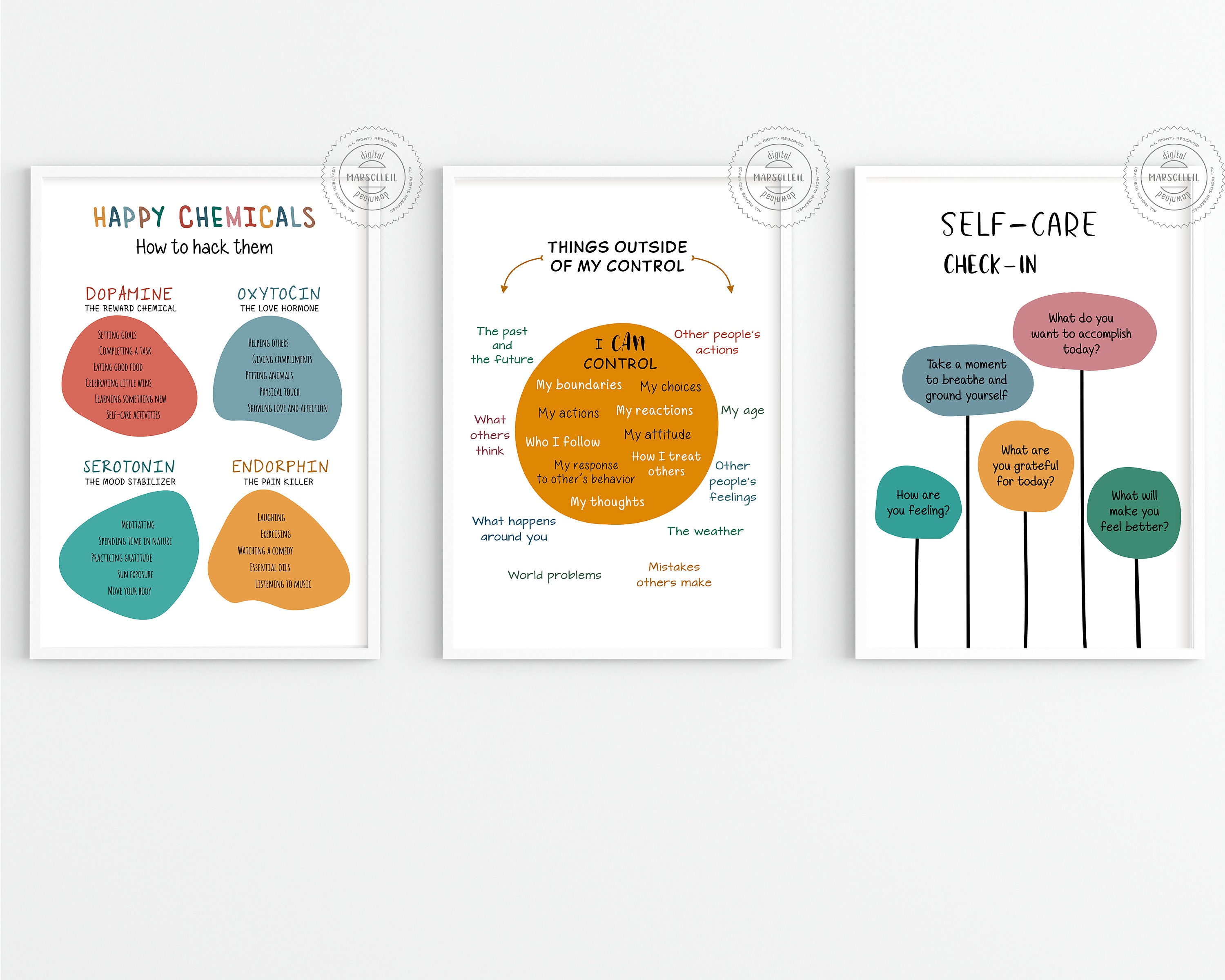 Set of 12 Prints for Therapy Office, Mental Health Posters, Psychology ...