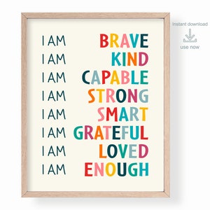 Affirmations Poster, Calm Corner, Mental Health Wall Art, Calm ...