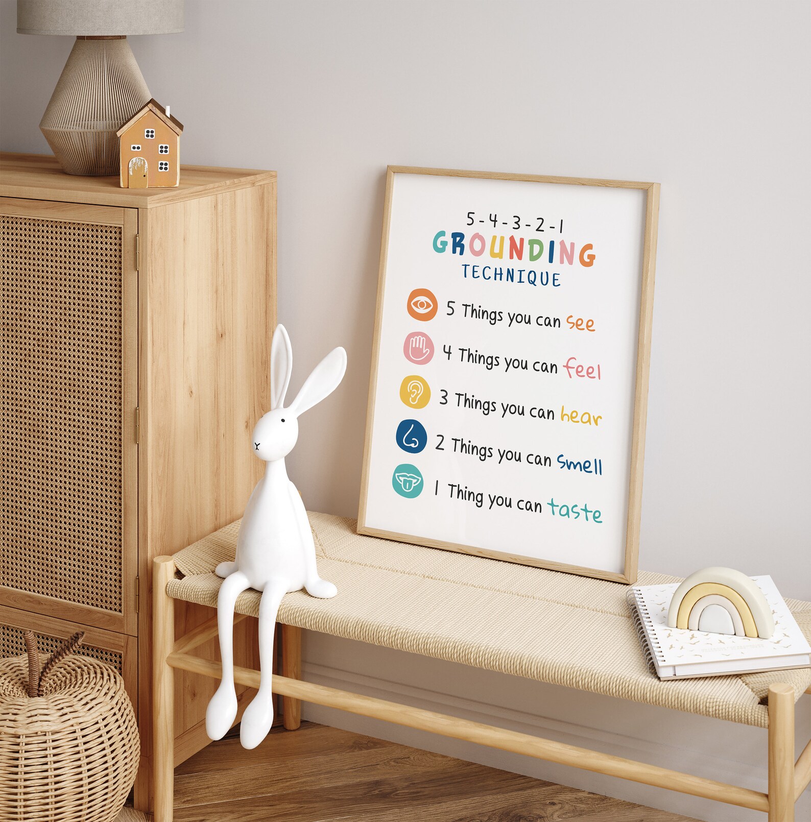 Grounding Technique, Anxiety Grounding Poster, Calming Corner for Kids ...