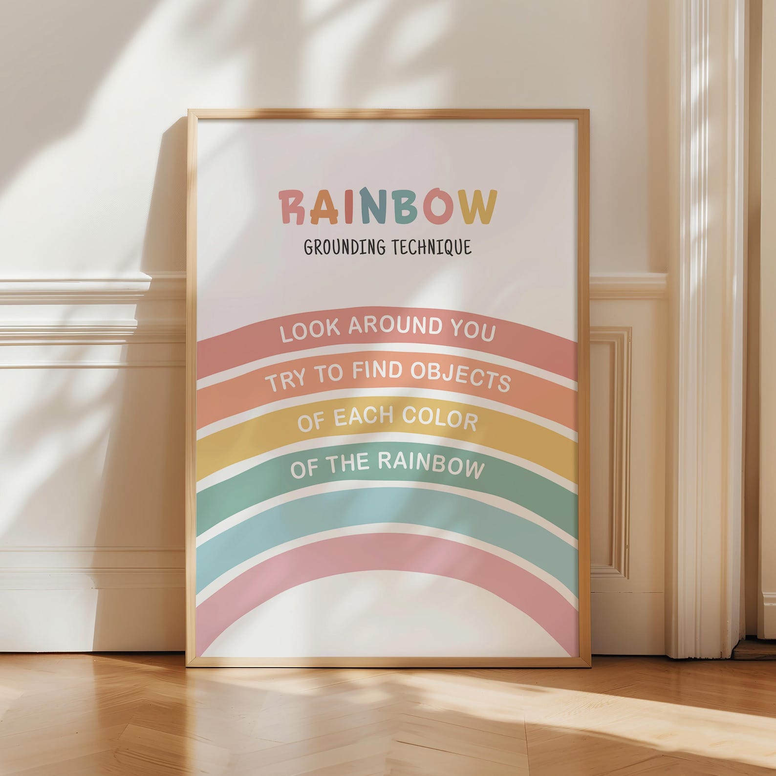 Rainbow Technique Poster, Anxiety Grounding, Mental Health, Calm Down ...