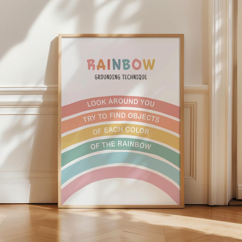 Rainbow Technique Poster, Anxiety Grounding, Mental Health, Calm Down ...