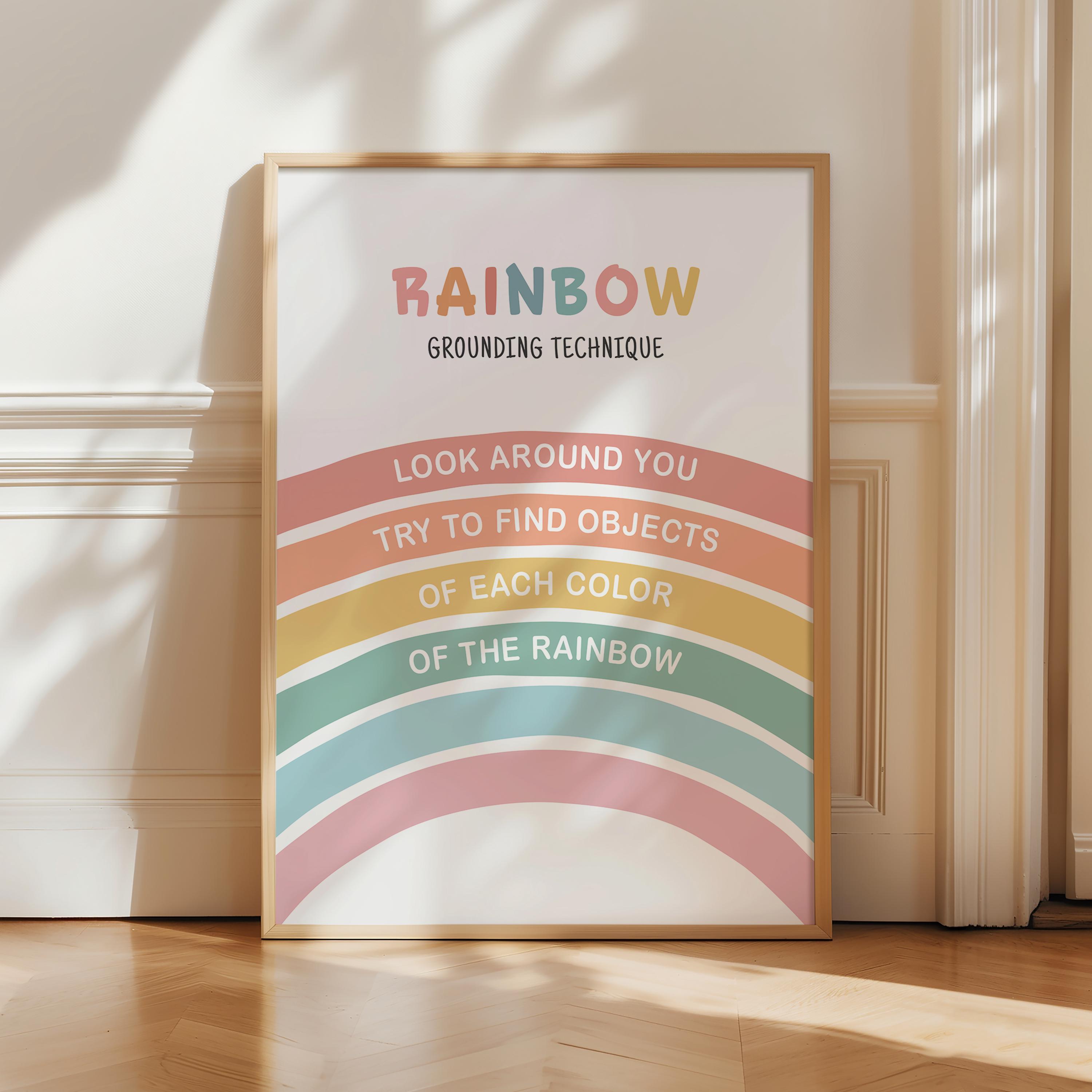 Rainbow Technique Poster, Anxiety Grounding, Mental Health, Calm Down ...