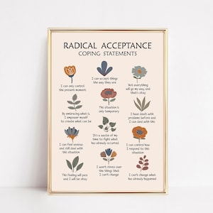 Radical Acceptance Coping Statements Printable, DBT Poster for Therapy ...