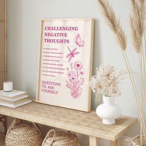 Challenging Negative Thoughts, Mental Health Wall Art Print, Therapy ...